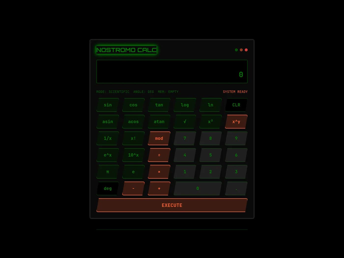 Alien-Style Sci-Fi Scientific Calculator