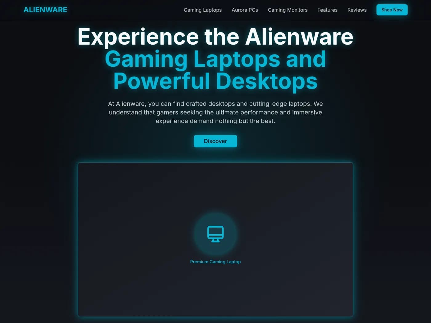 Alienware-Inspired Interactive One Page Website
