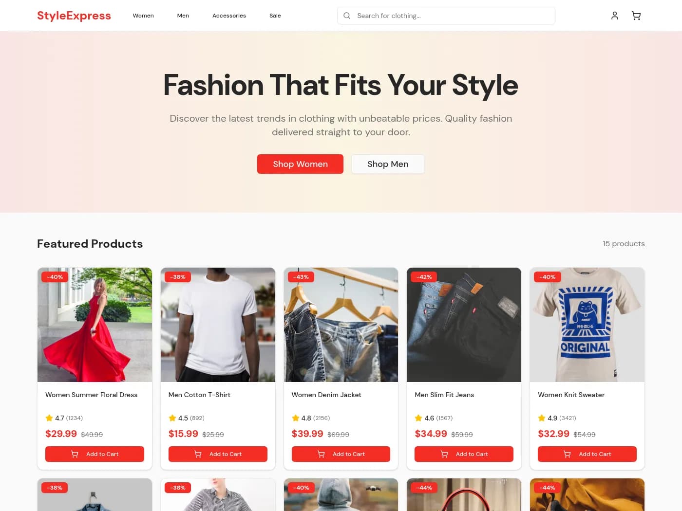 AliExpress Clothing Web Store with Cart & Stripe Payments
