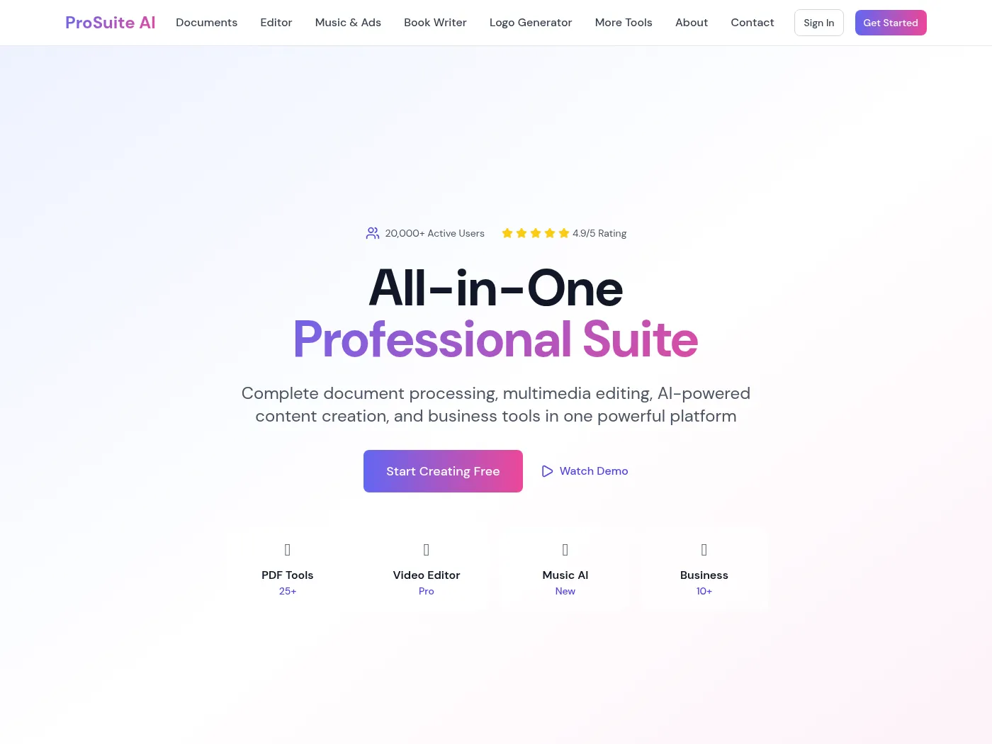 All-in-One Professional Document & Media AI Suite Website