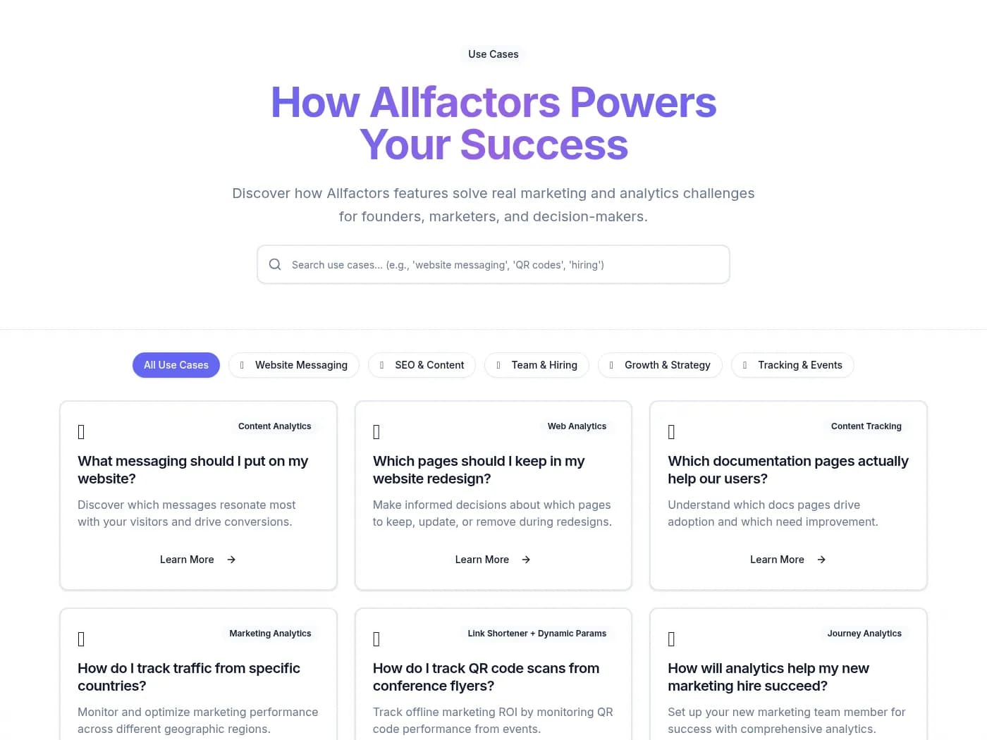 Allfactors Use Cases Experience