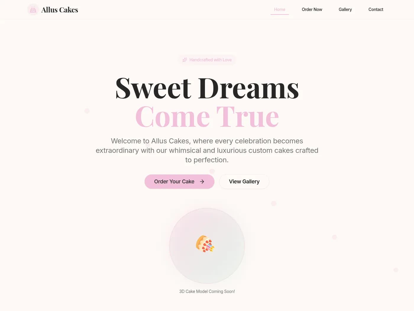 Allus Cakes 3D Web Experience