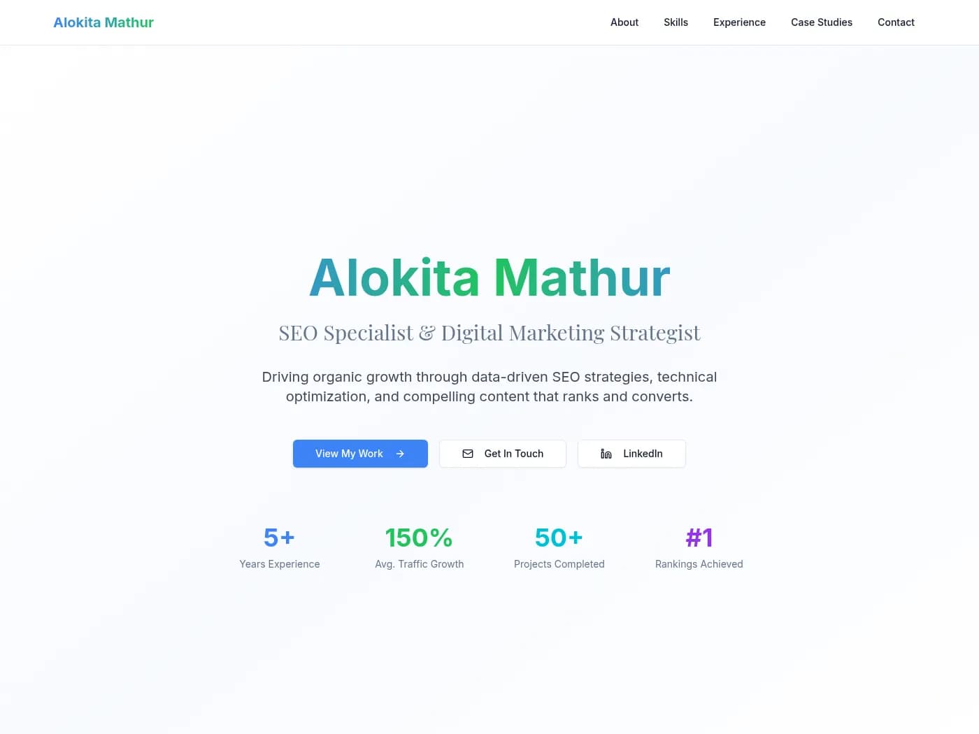 Alokita Mathur SEO Portfolio Website