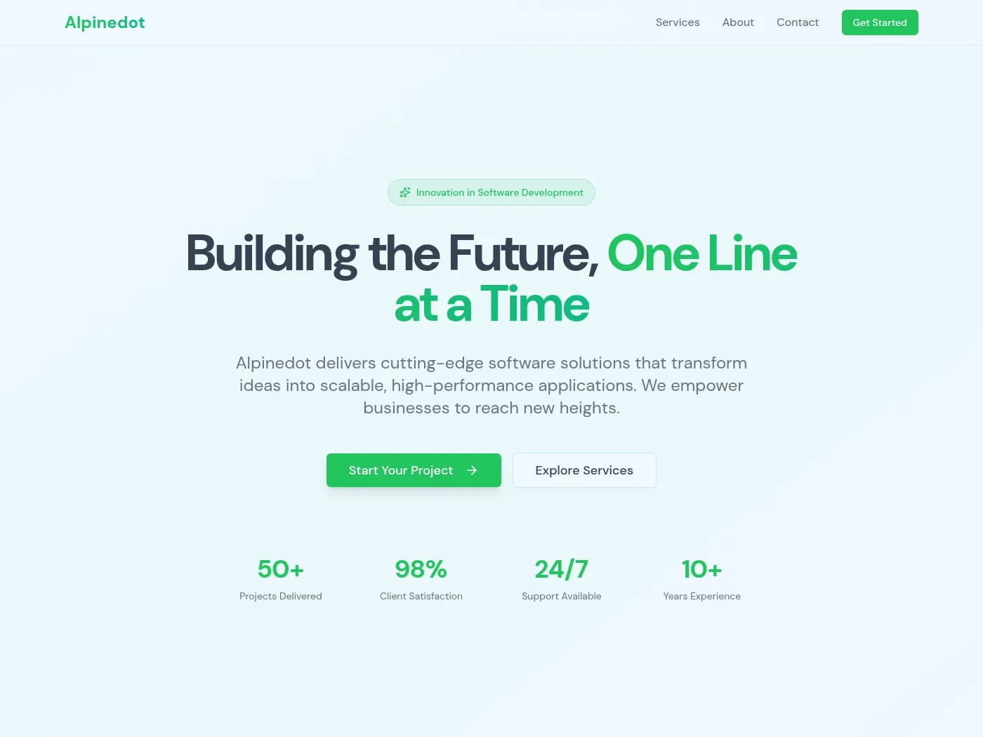 Alpinedot Software Startup Landing Page
