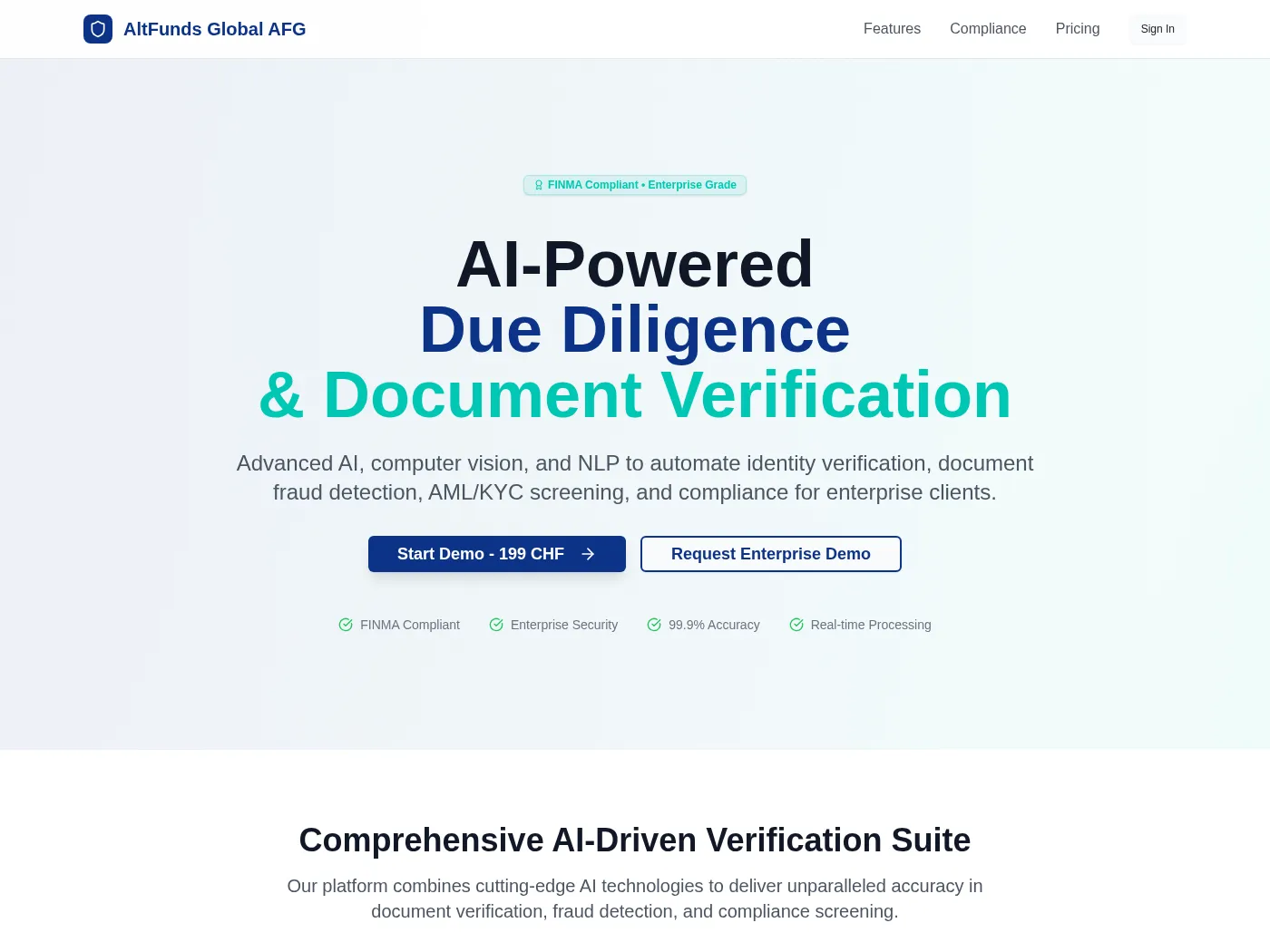 AltFunds Global AI-Powered Due Diligence & Document Verification Platform