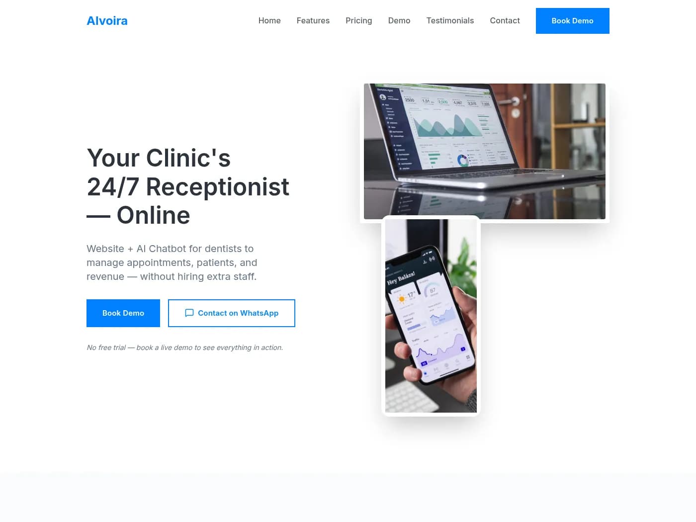 Alvoira – Responsive Website & AI Chatbot Demo for Indian Dental Clinics