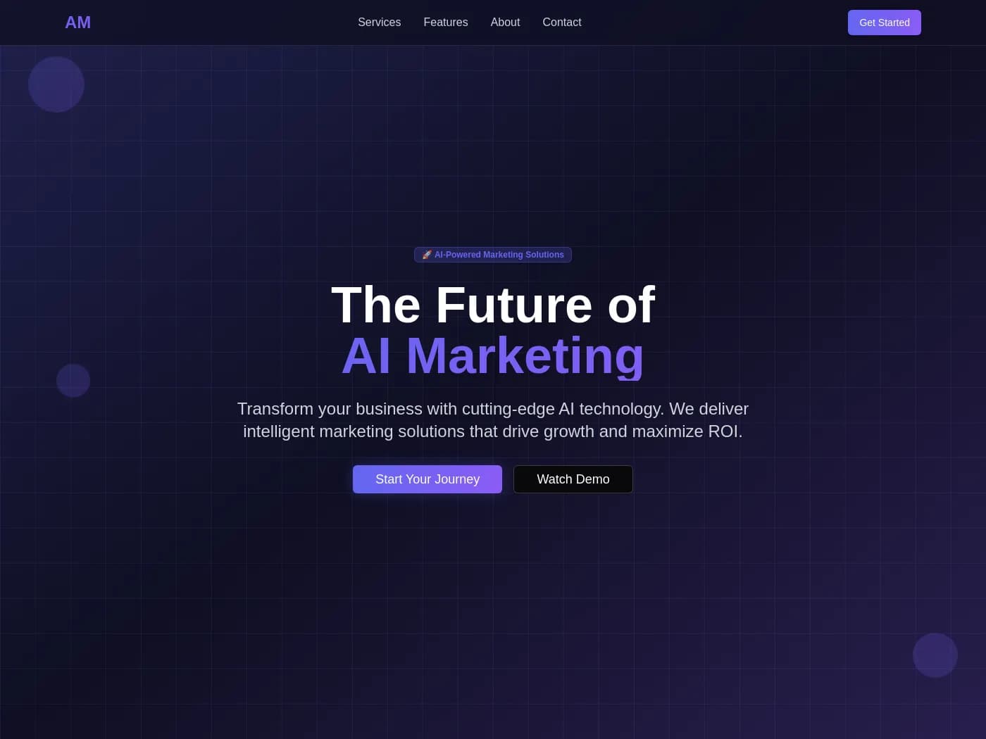 AM AI Marketing Company Landing Page