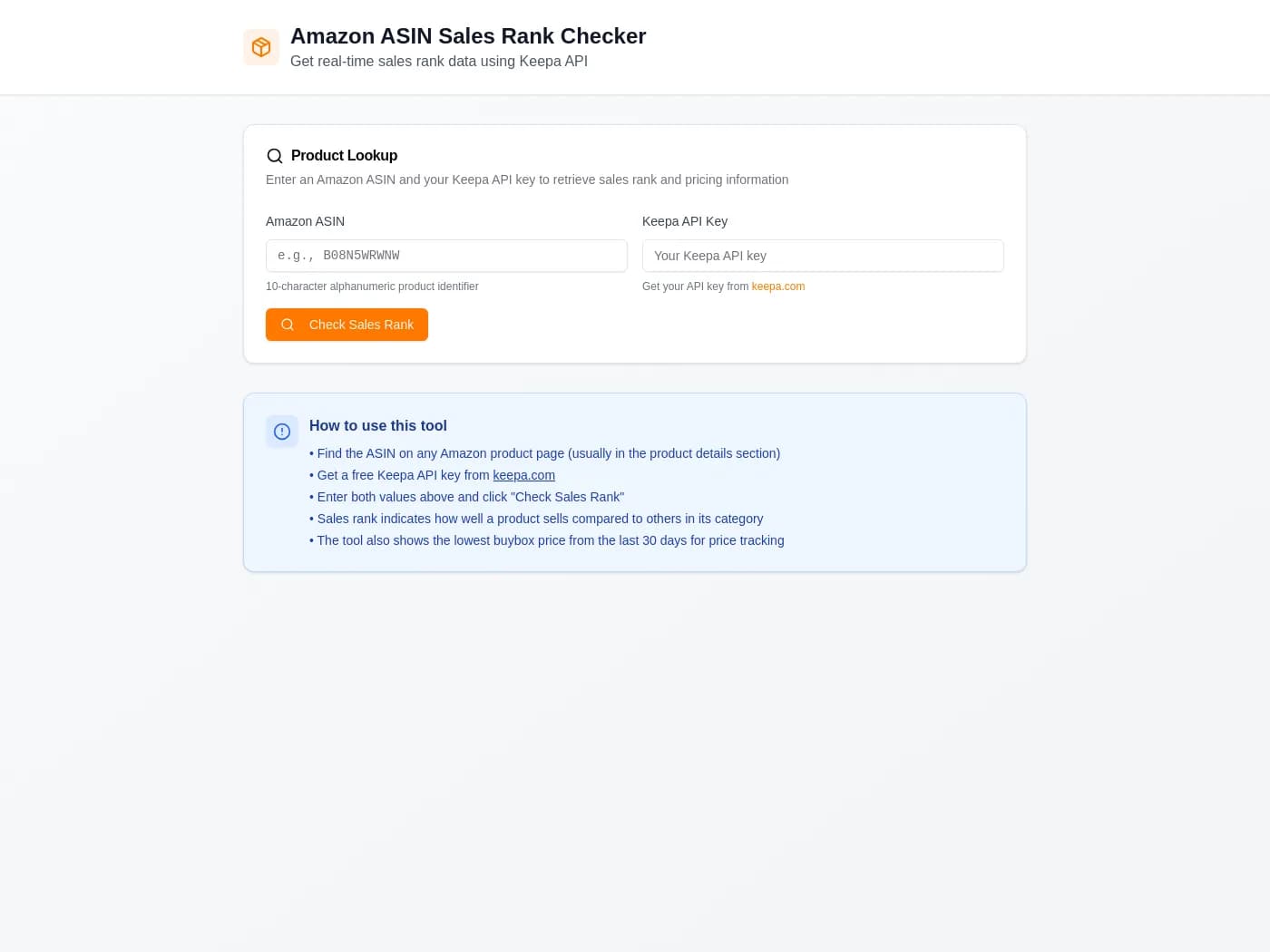 Amazon ASIN Sales Rank Checker