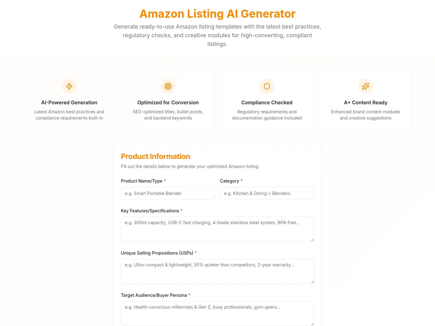 Amazon Listing AI Prompt Generator