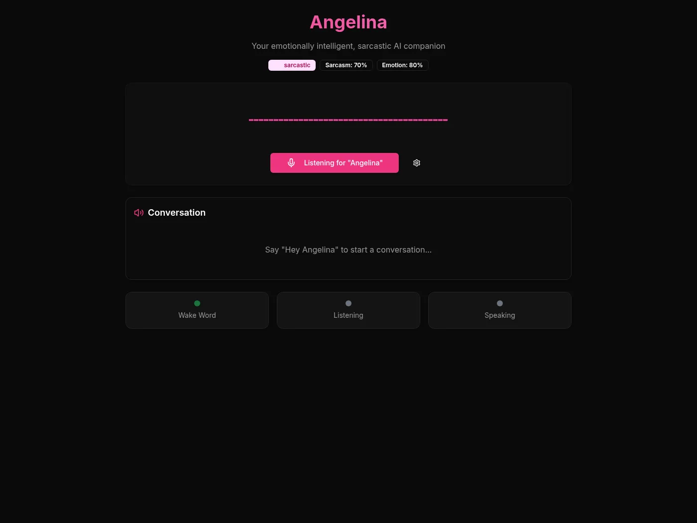Angelina: Dynamically Adaptive, Sarcastic and Emotional Human-like AI Voice Assistant