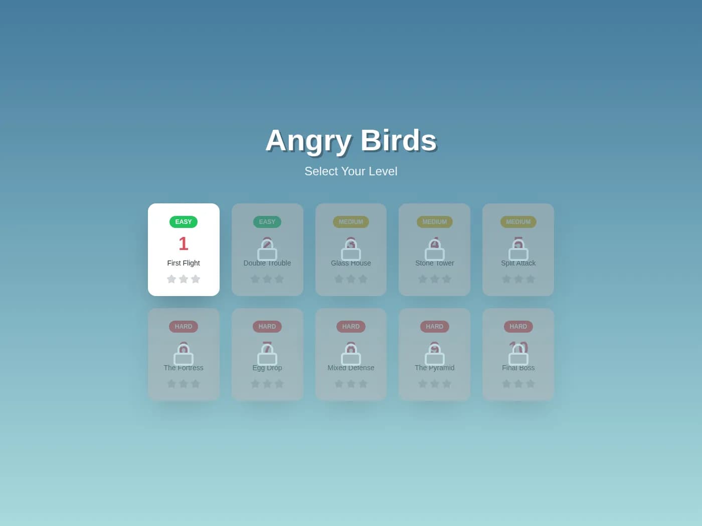 Angry Birds Inspired Web Game with Unique Bird Powers and Animated Levels