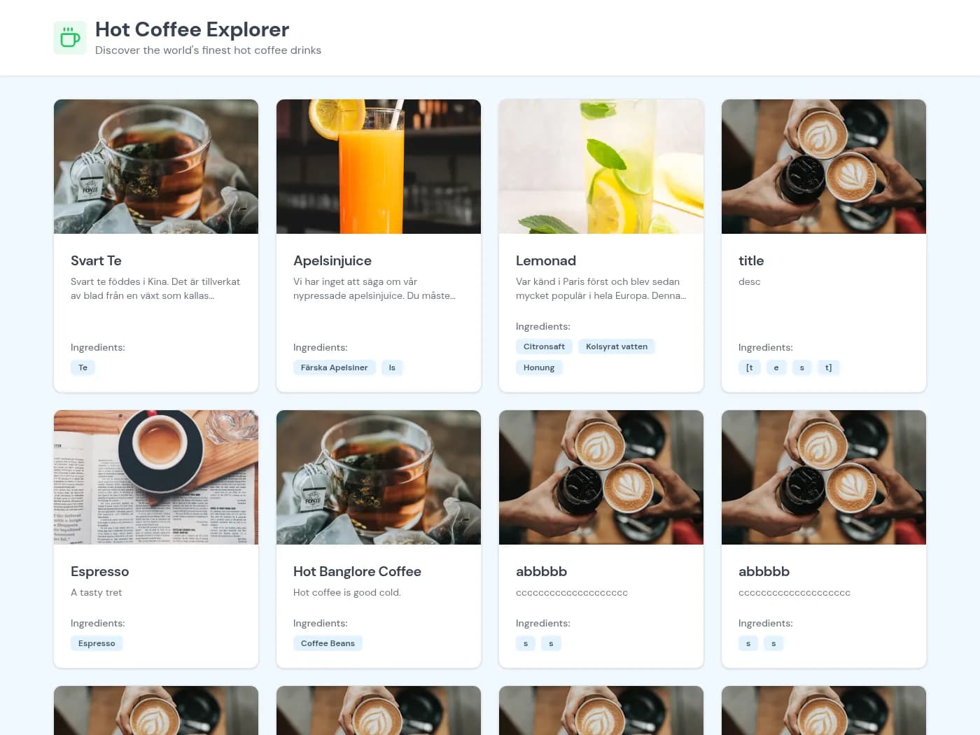 Angular Hot Coffee Drinks Explorer