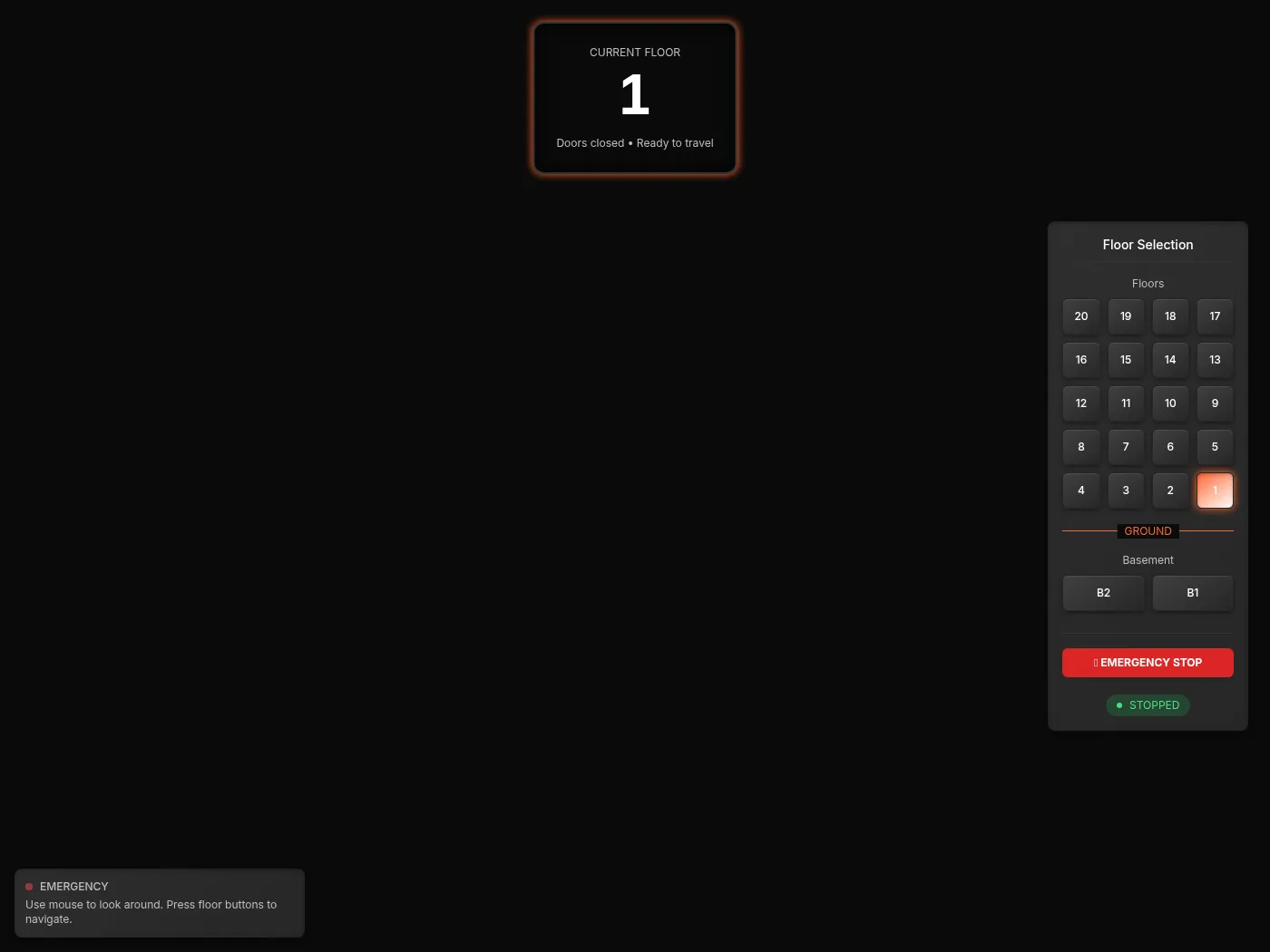 Animated 3D Inside-Elevator Web Experience