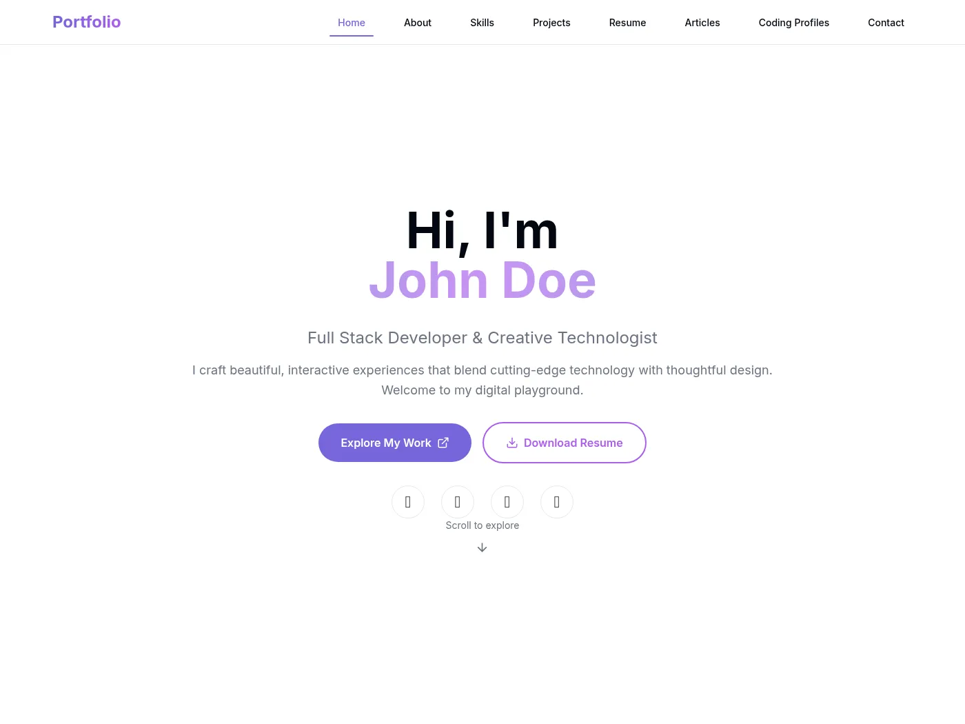 Animated 3D Portfolio: Immersive, Dark-Themed Personal Web Showcase