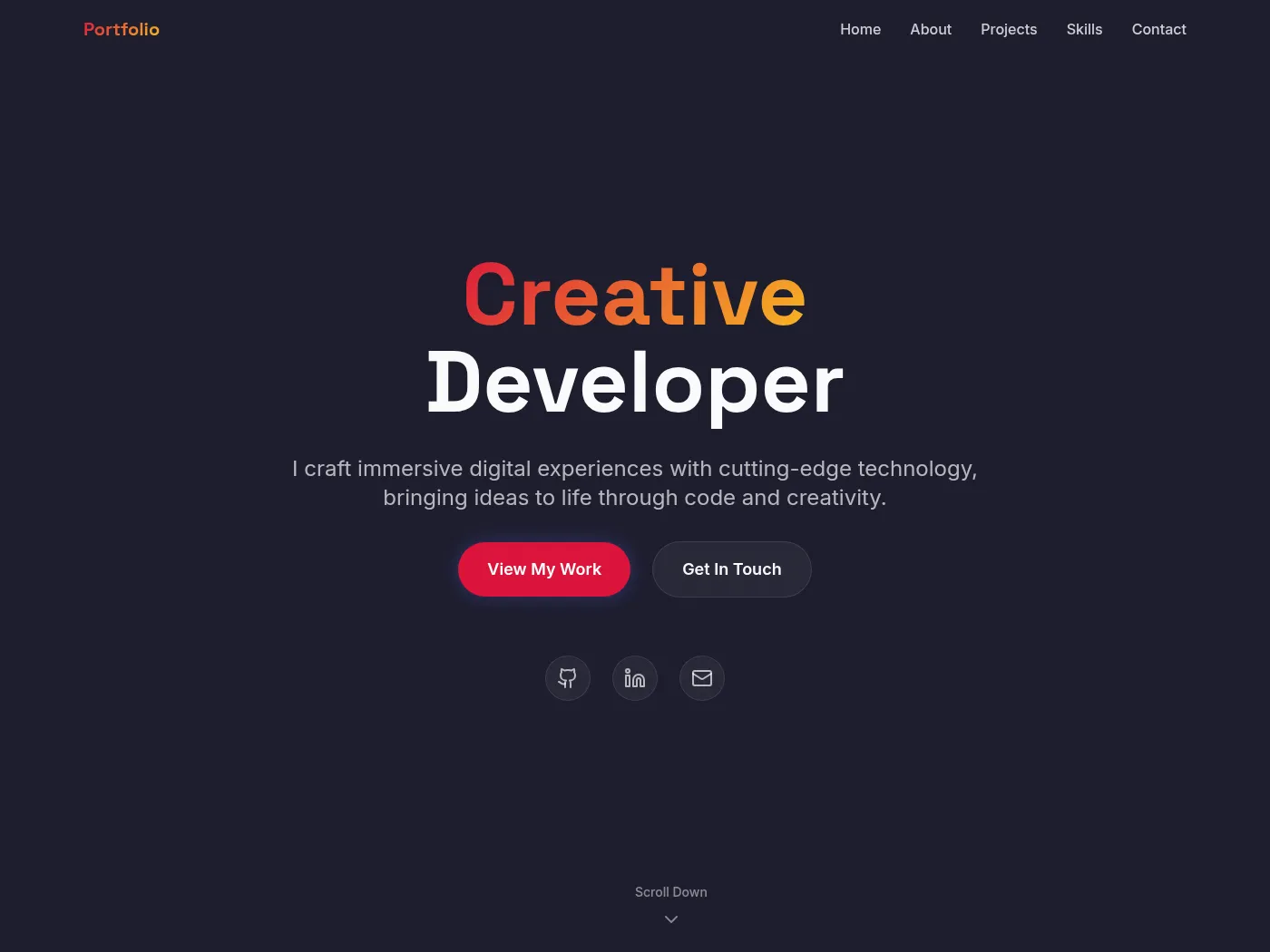 Animated 3D Portfolio Website