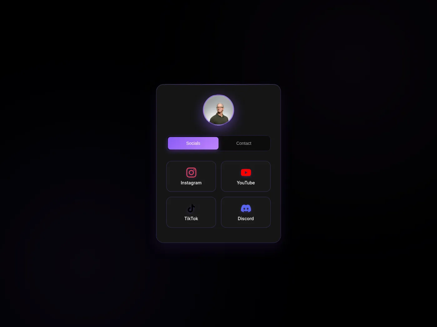 Biolink Website with Animated Black & Purple Design and Custom Music