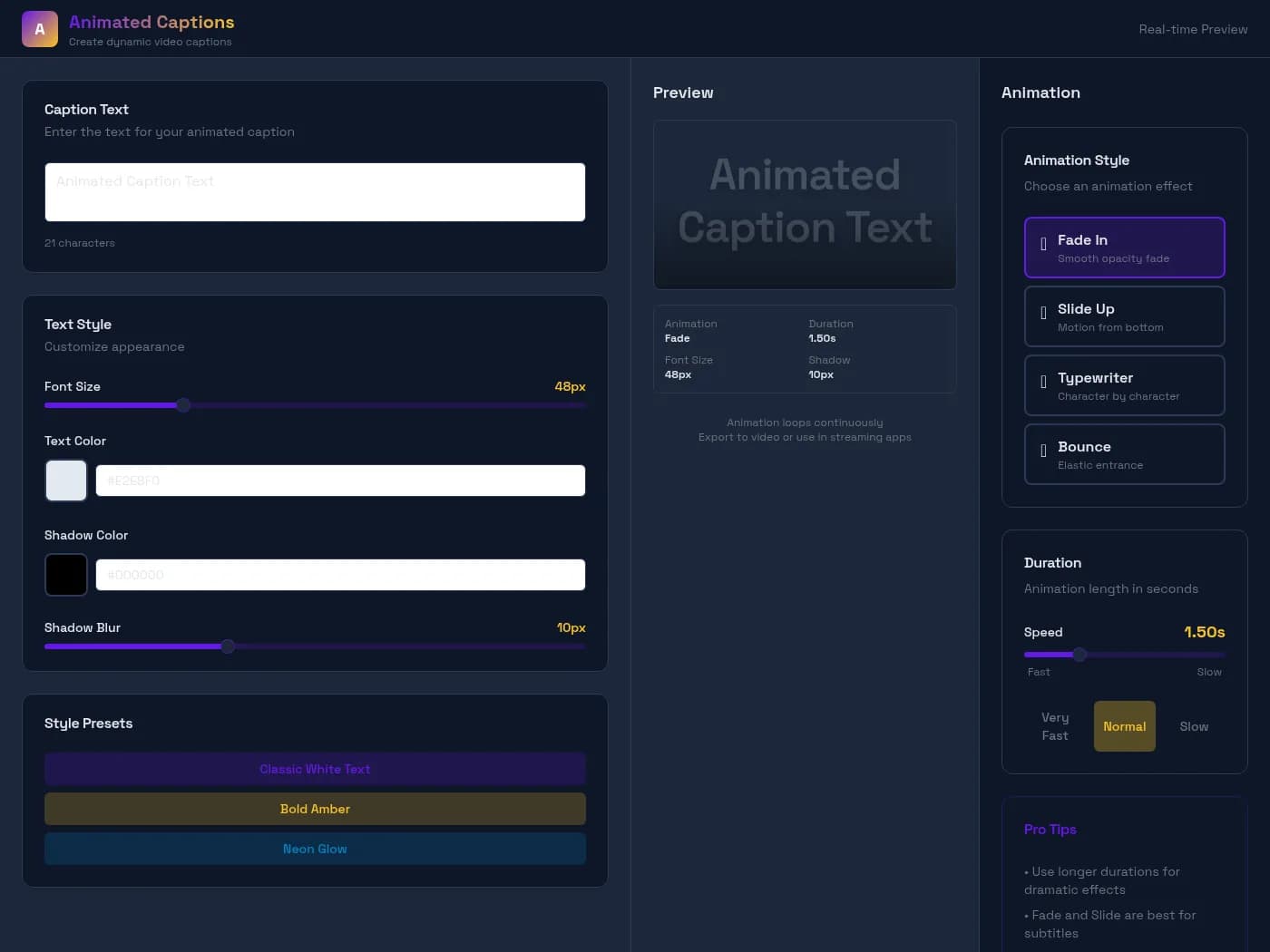 Animated Captions Web App