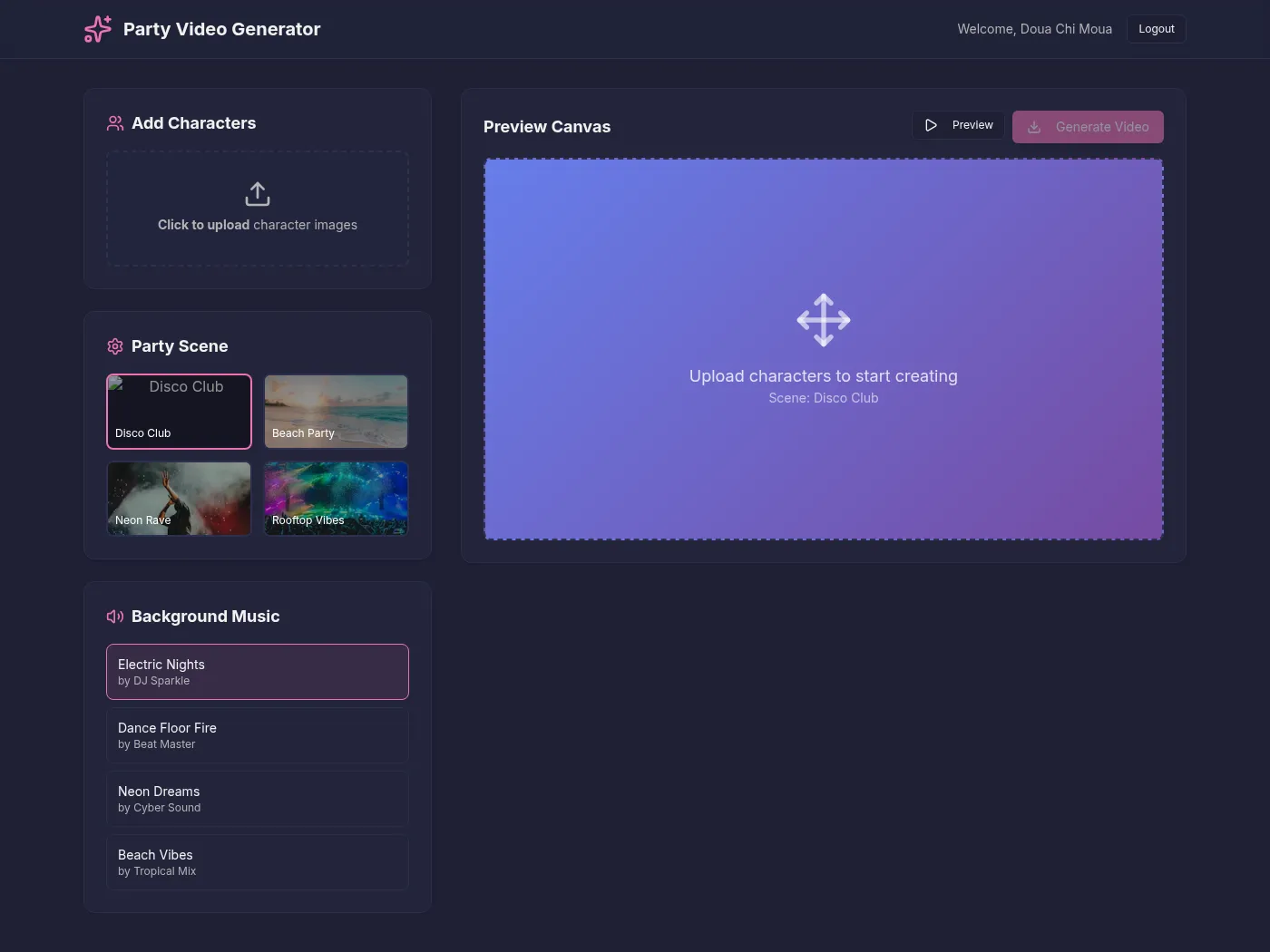 Animated Character Party Video Generator