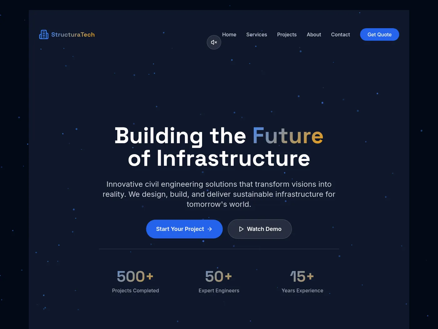 Animated Civil Engineering Company Website with Background Music
