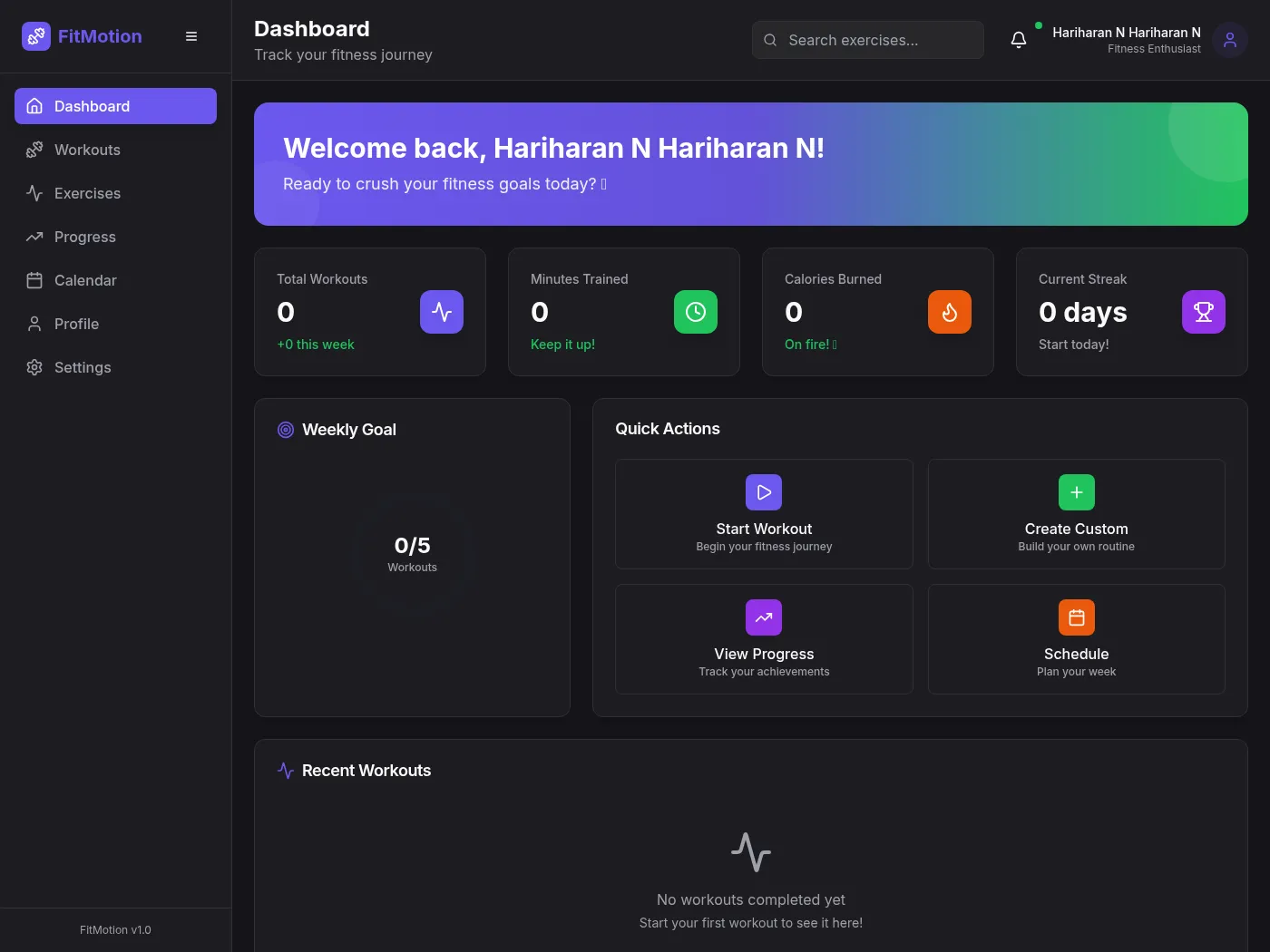 Animated Fitness Web App