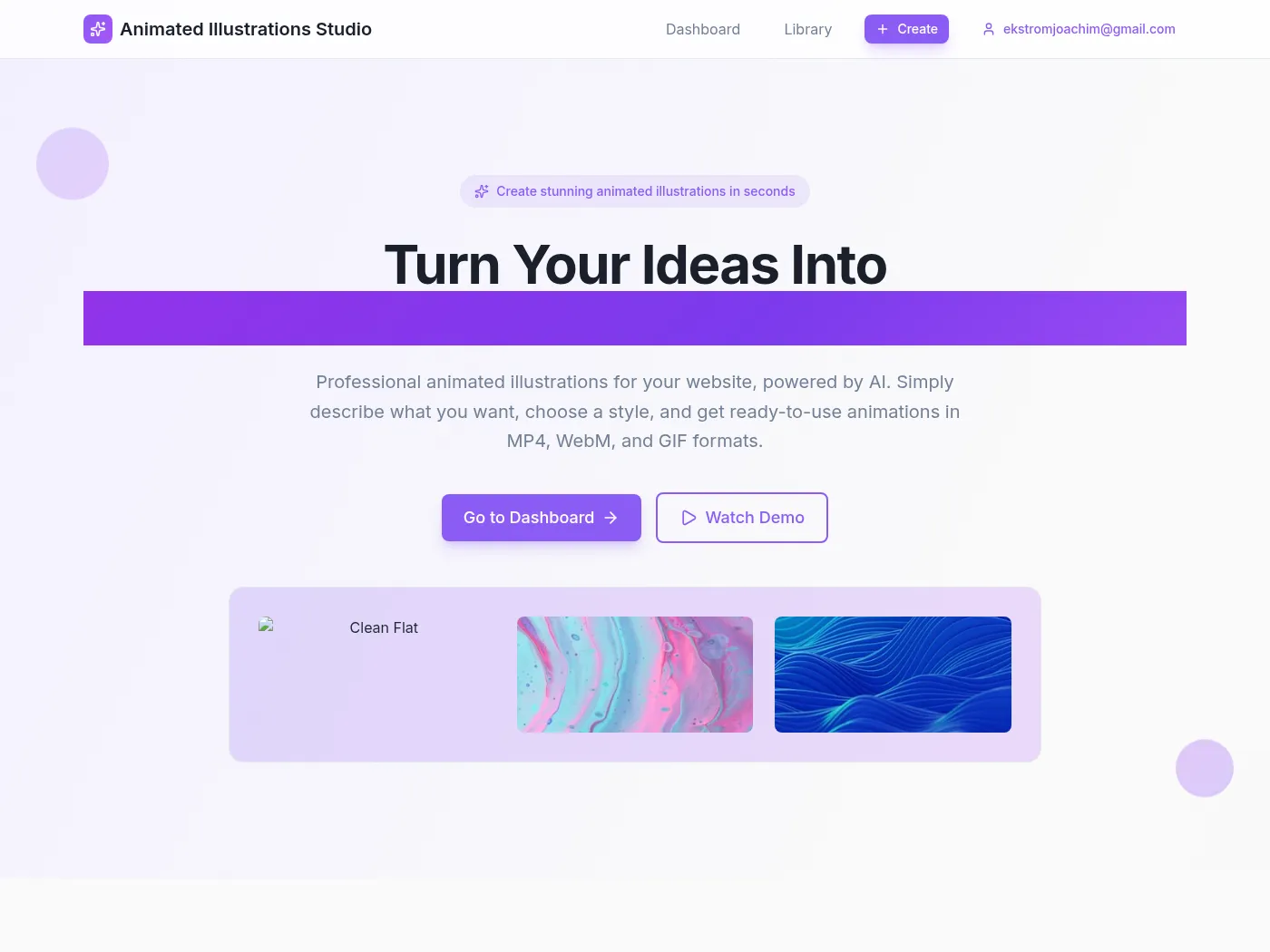 Animated Illustrations Studio – SaaS for Prompt-Driven Animated Web Illustrations