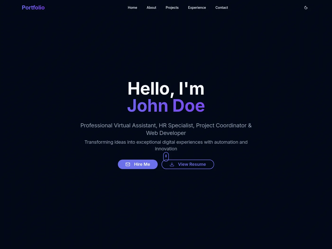 Animated Professional Portfolio Website with Interactive Animations