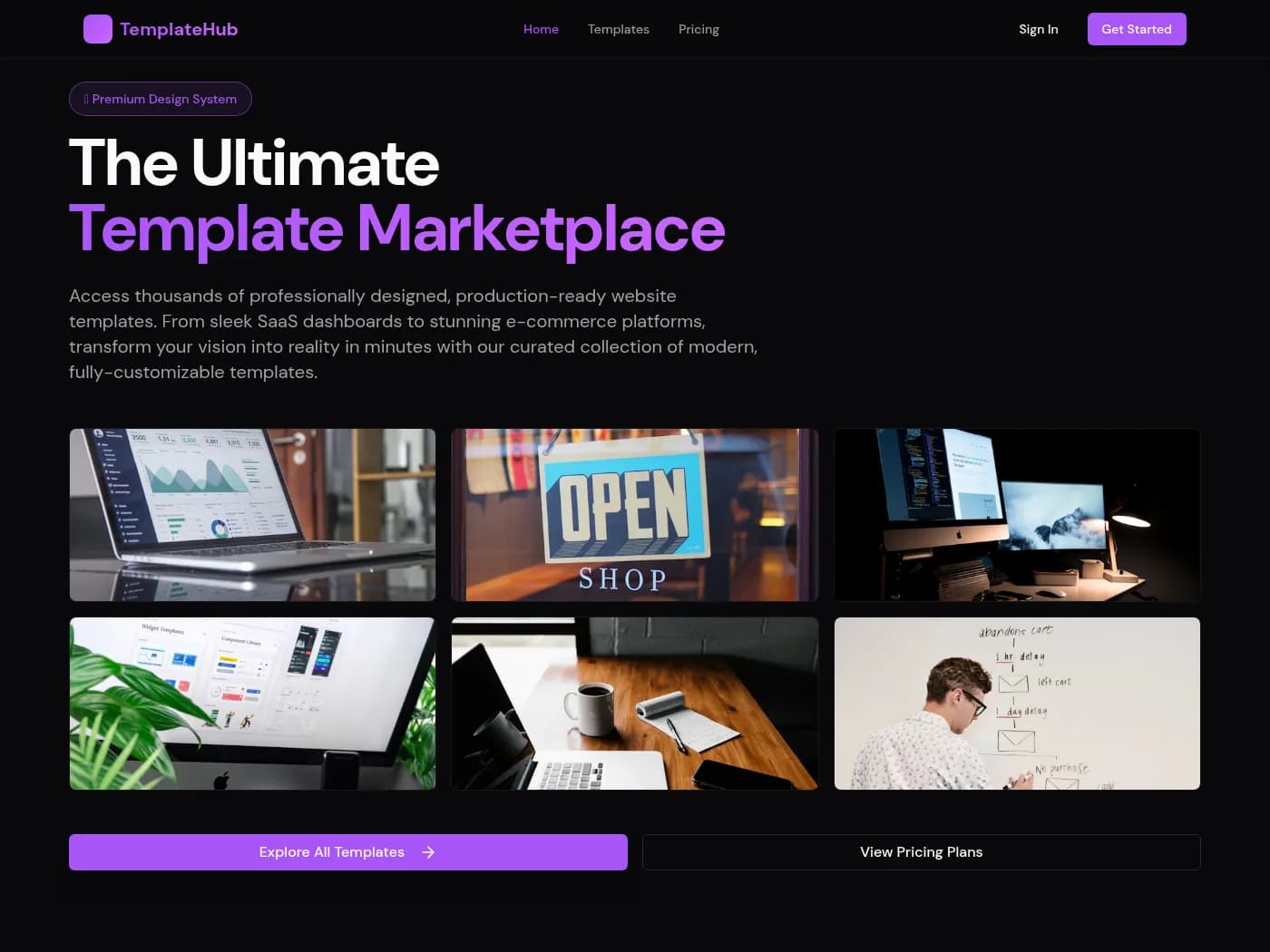 Animated Website Template Marketplace