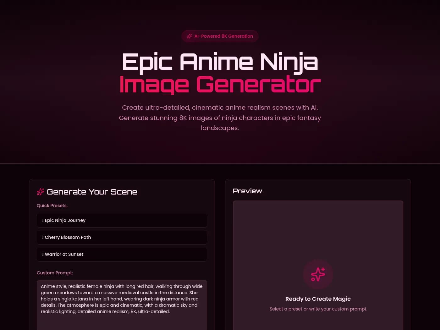 Epic Anime Ninja Realism Image Generator