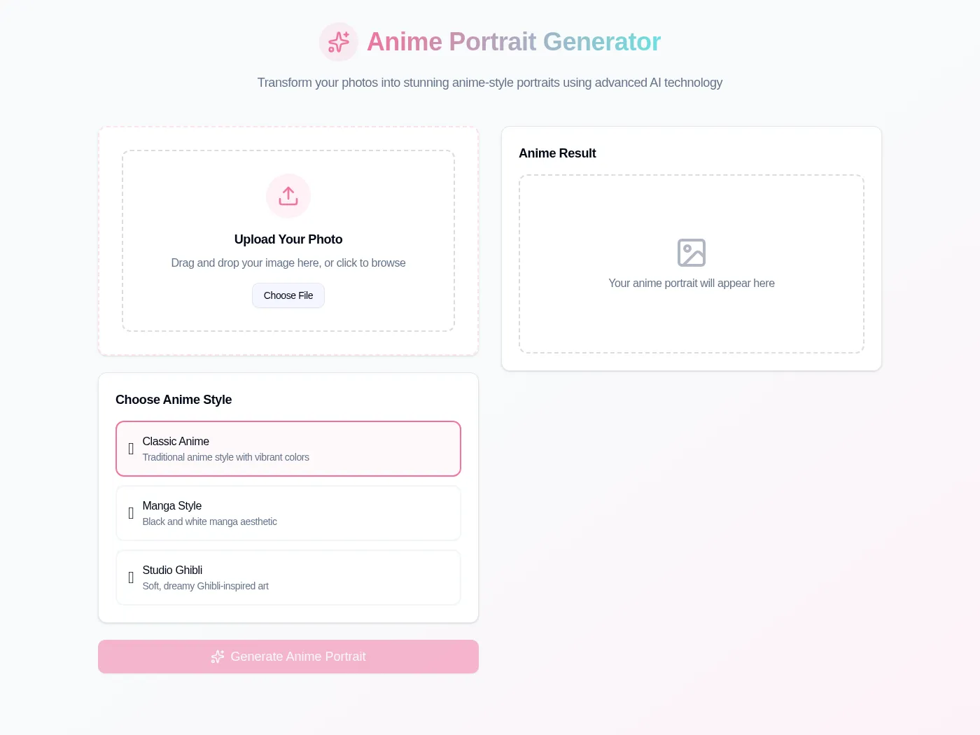 Anime Style Portrait Generator