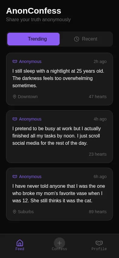 AnonConfess: Anonymous Confession Mobile App