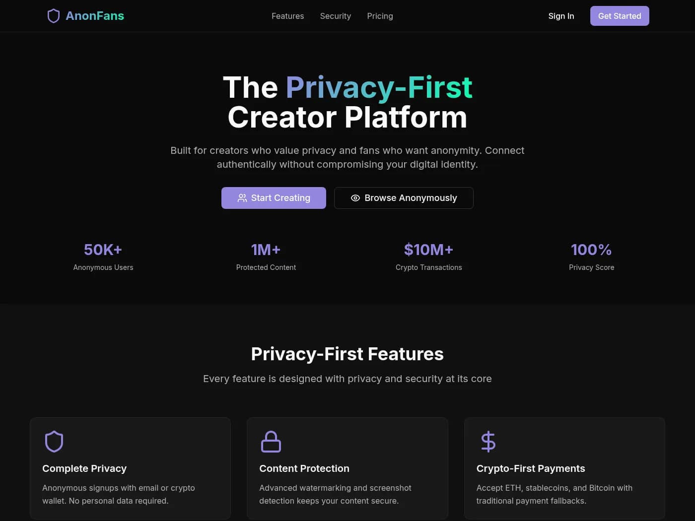 AnonFans: Privacy-First Creator–Fan Subscription Platform