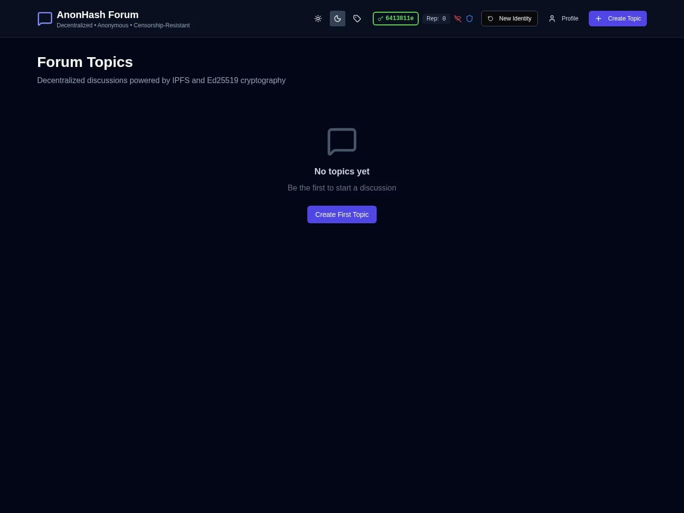 AnonHash Forum: Decentralized Anonymous Web Forum with Cryptographic User IDs