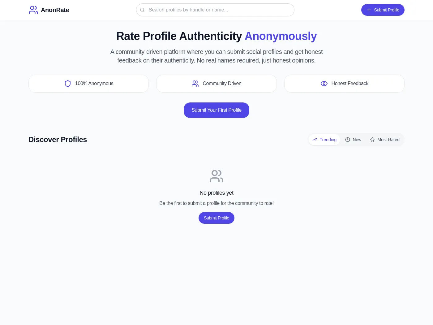 AnonRate: Anonymous Profile Authenticity Community