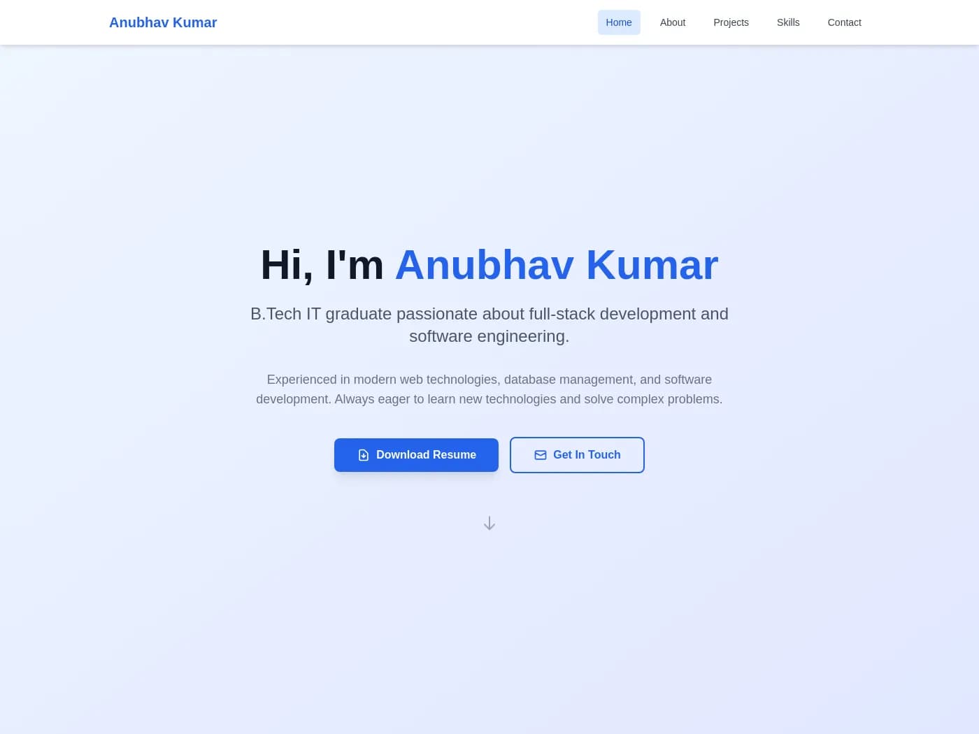 Anubhav Kumar's Beginner-Friendly Portfolio Website