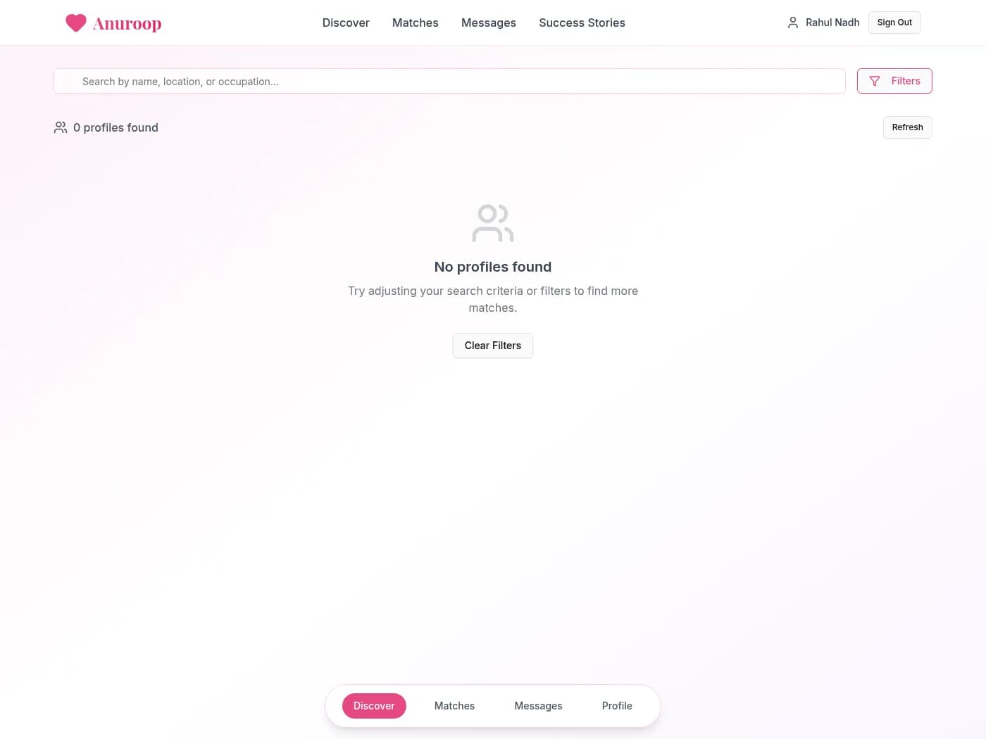 Anuroop: Personalized Matrimonial Platform