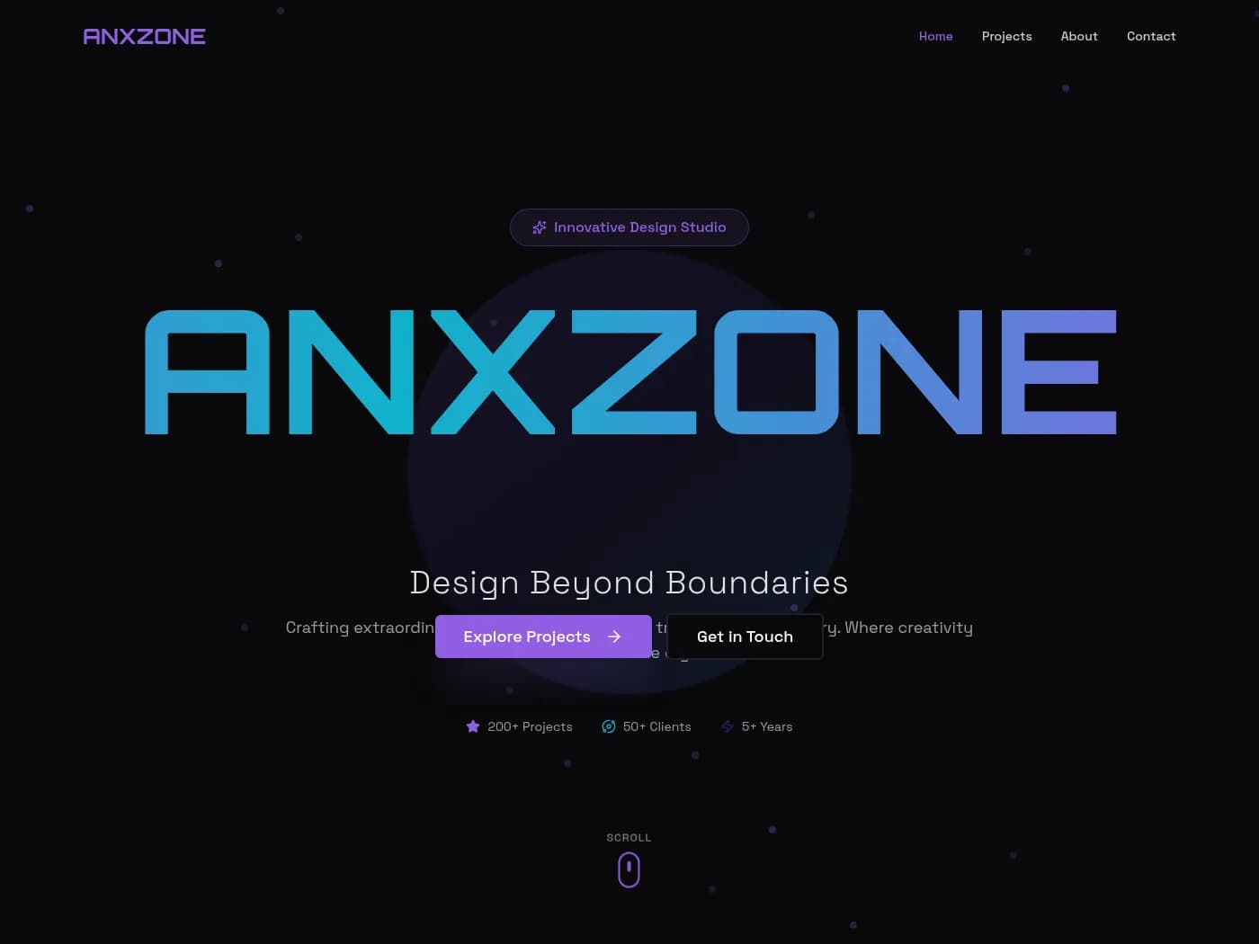 ANXZONE Space-Themed Animated Portfolio Website