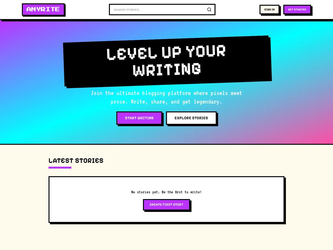 ANYRITE: A Retro-Game Inspired Blogging Platform in React