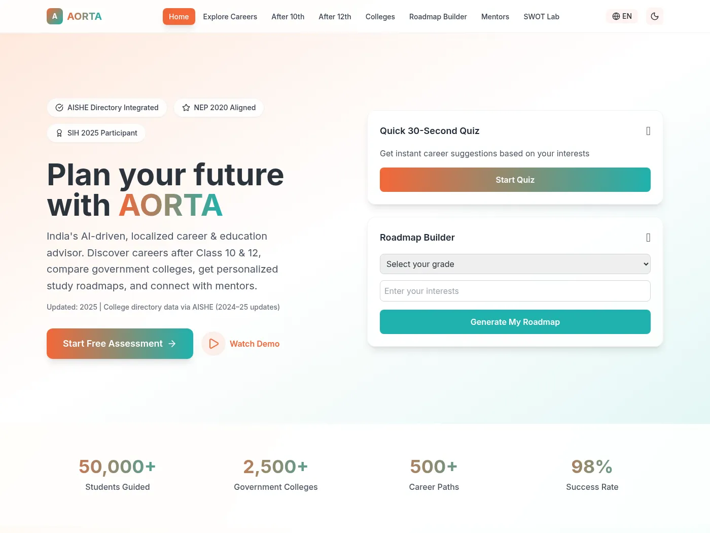 AORTA — One-stop Personalized Career & Education Advisor for Indian Students (2025)