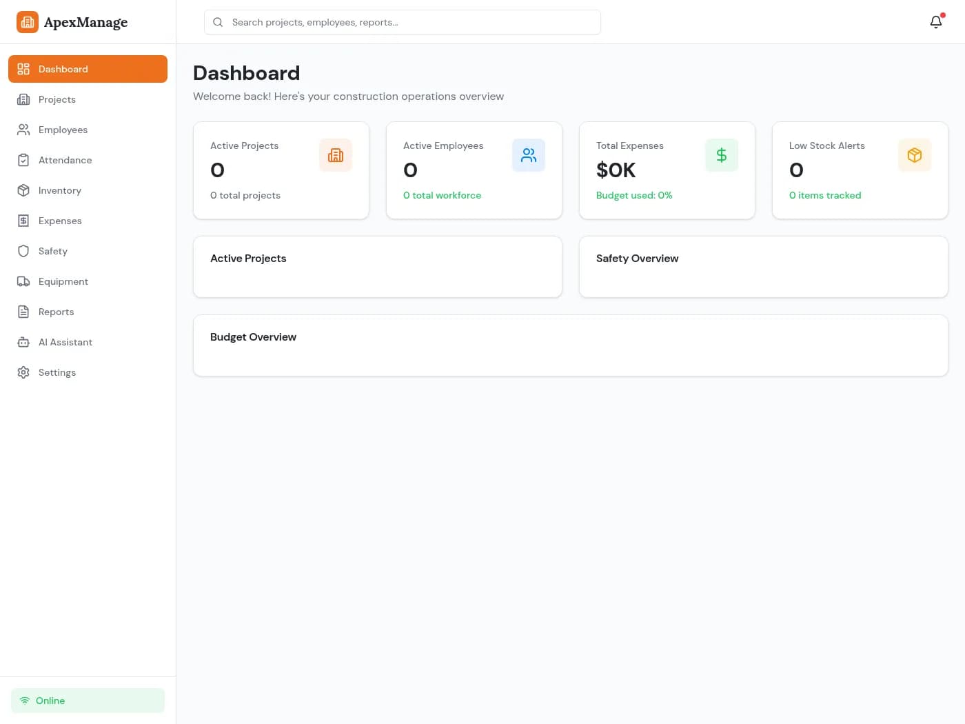 ApexManage - AI-Powered Offline Construction Operations Platform