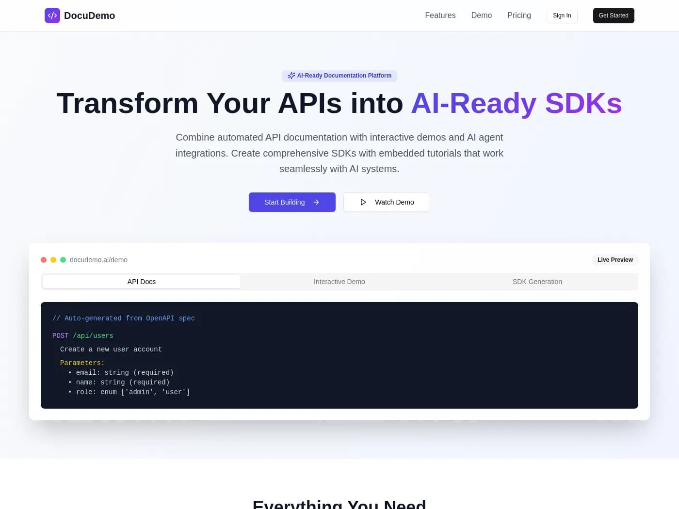 API Documentation & Interactive Demo Platform