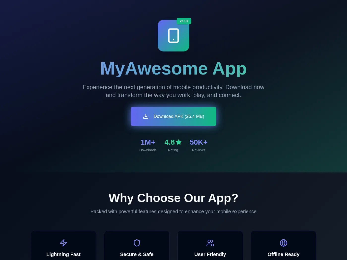 APK Download Landing Page