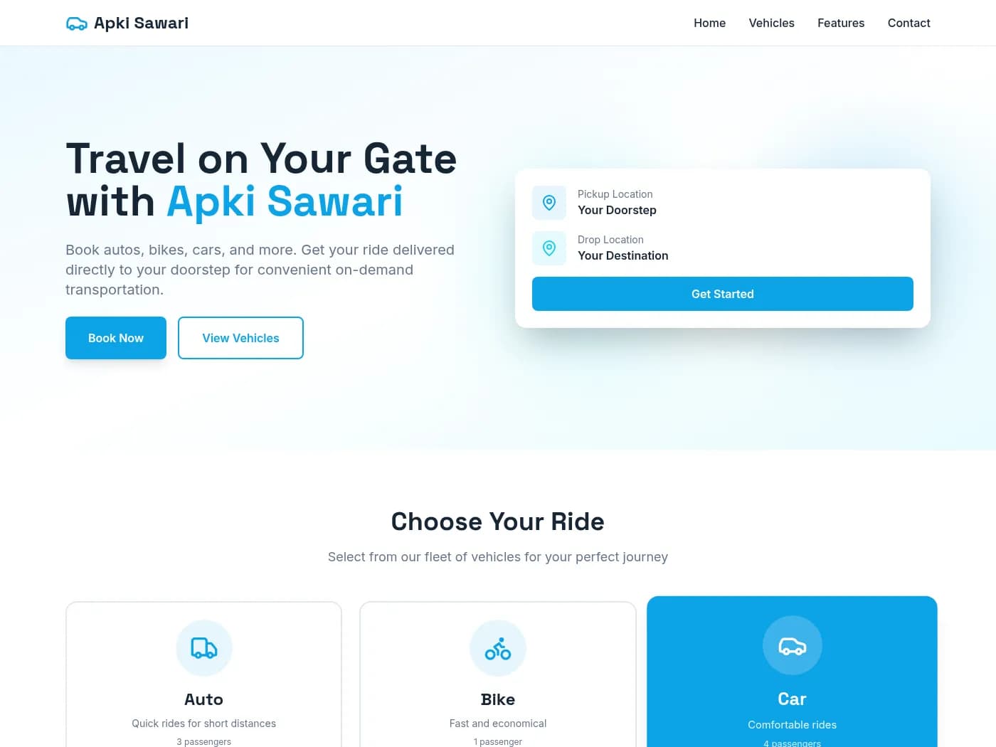 Apki Sawari Vehicle Booking Platform