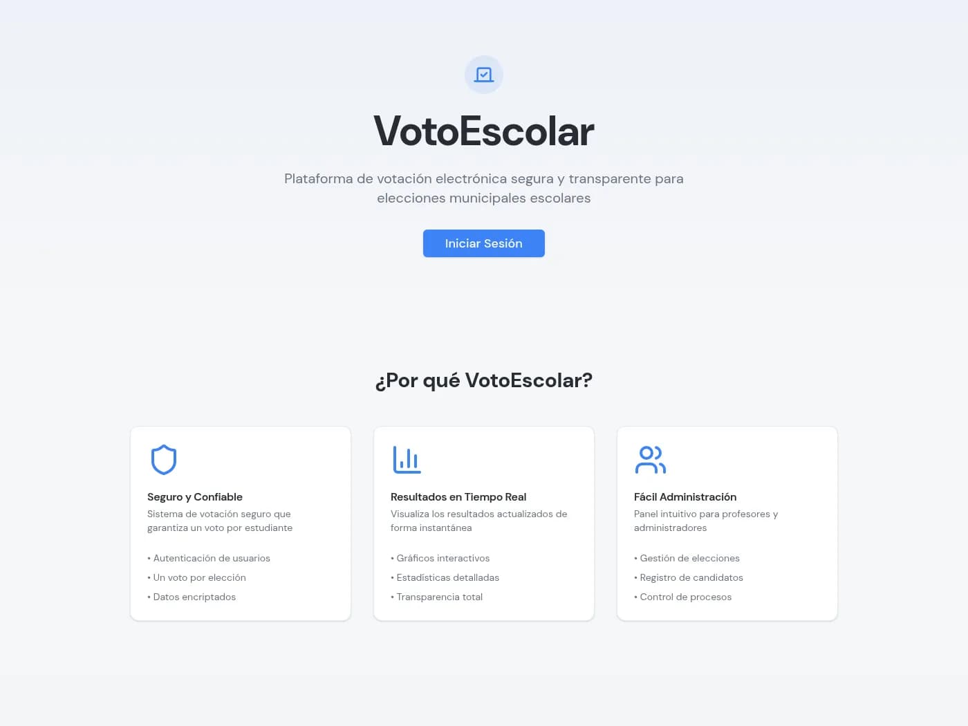 Aplicación de votación electrónica para elecciones municipales escolares