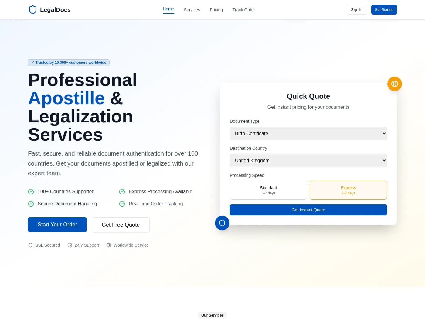 Apostille and Legalization Services Platform