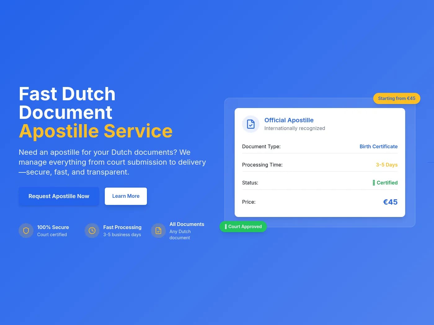 Apostille Netherlands Landing Page – Fast Dutch Document Legalisation