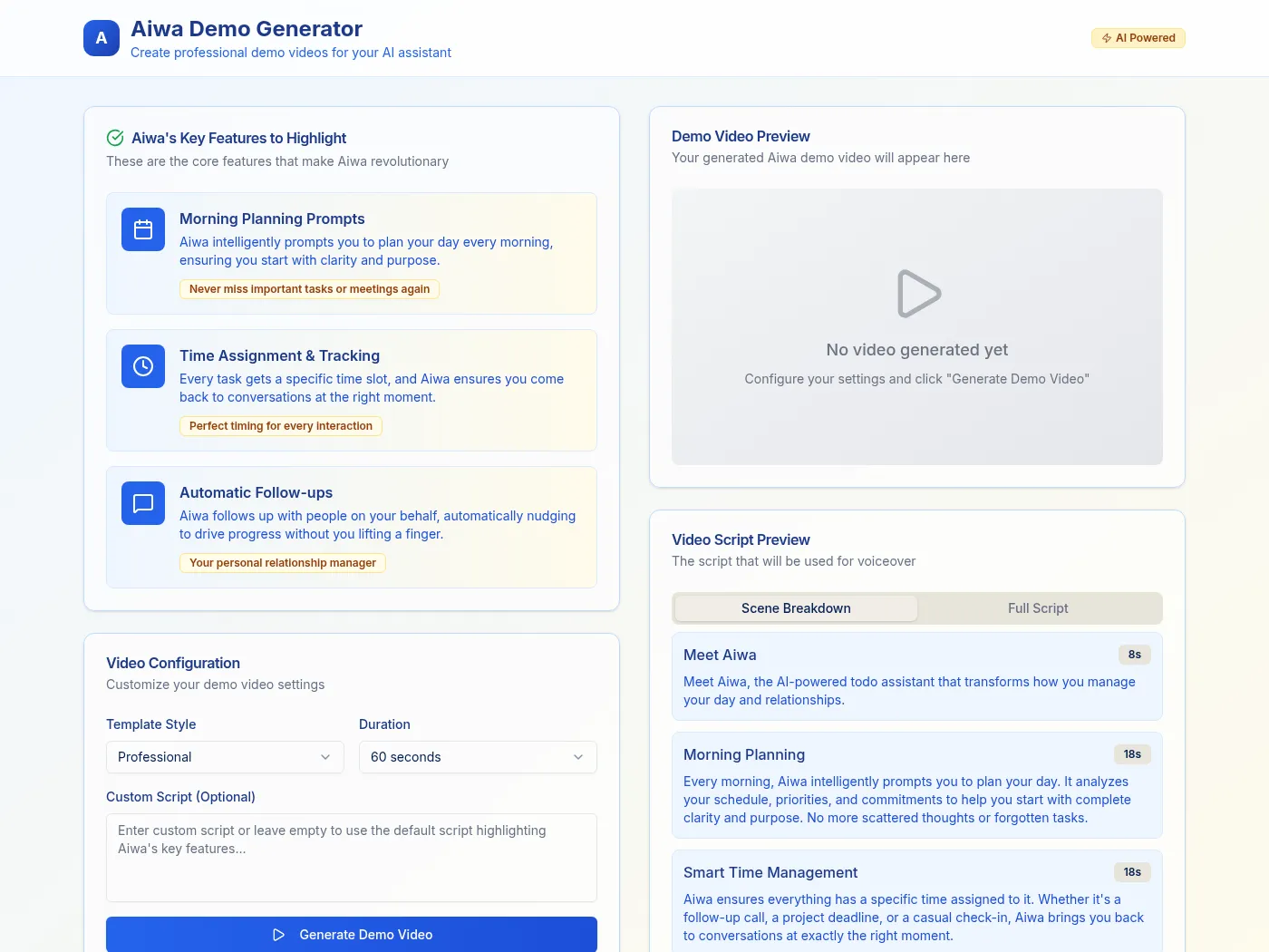 App Demo Video Generator for Company Website
