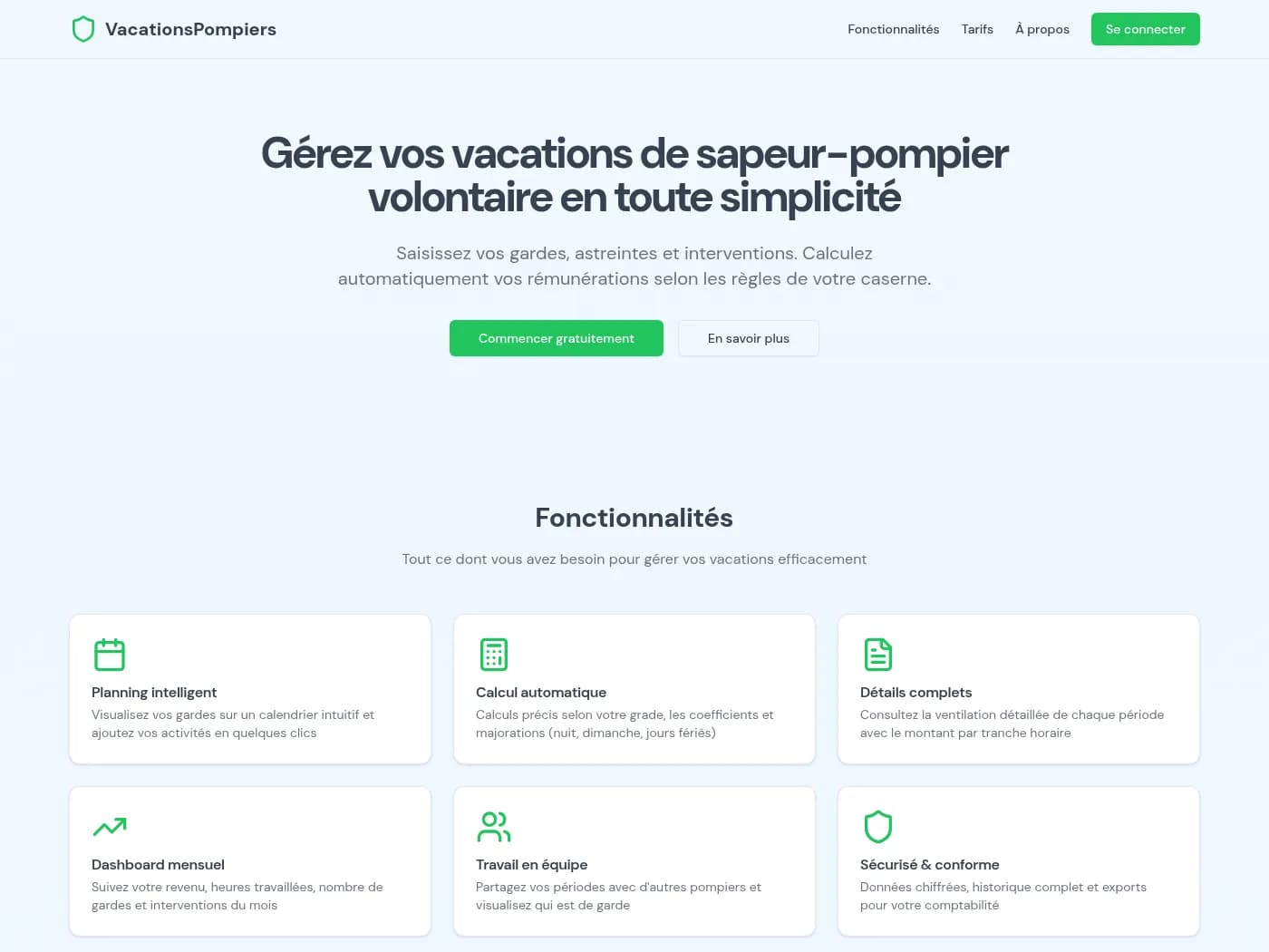 Cahier des Charges — Application de Comptabilisation des Vacations Pompiers