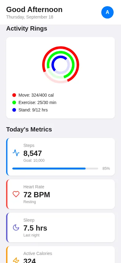 Apple Health Data Tracker App