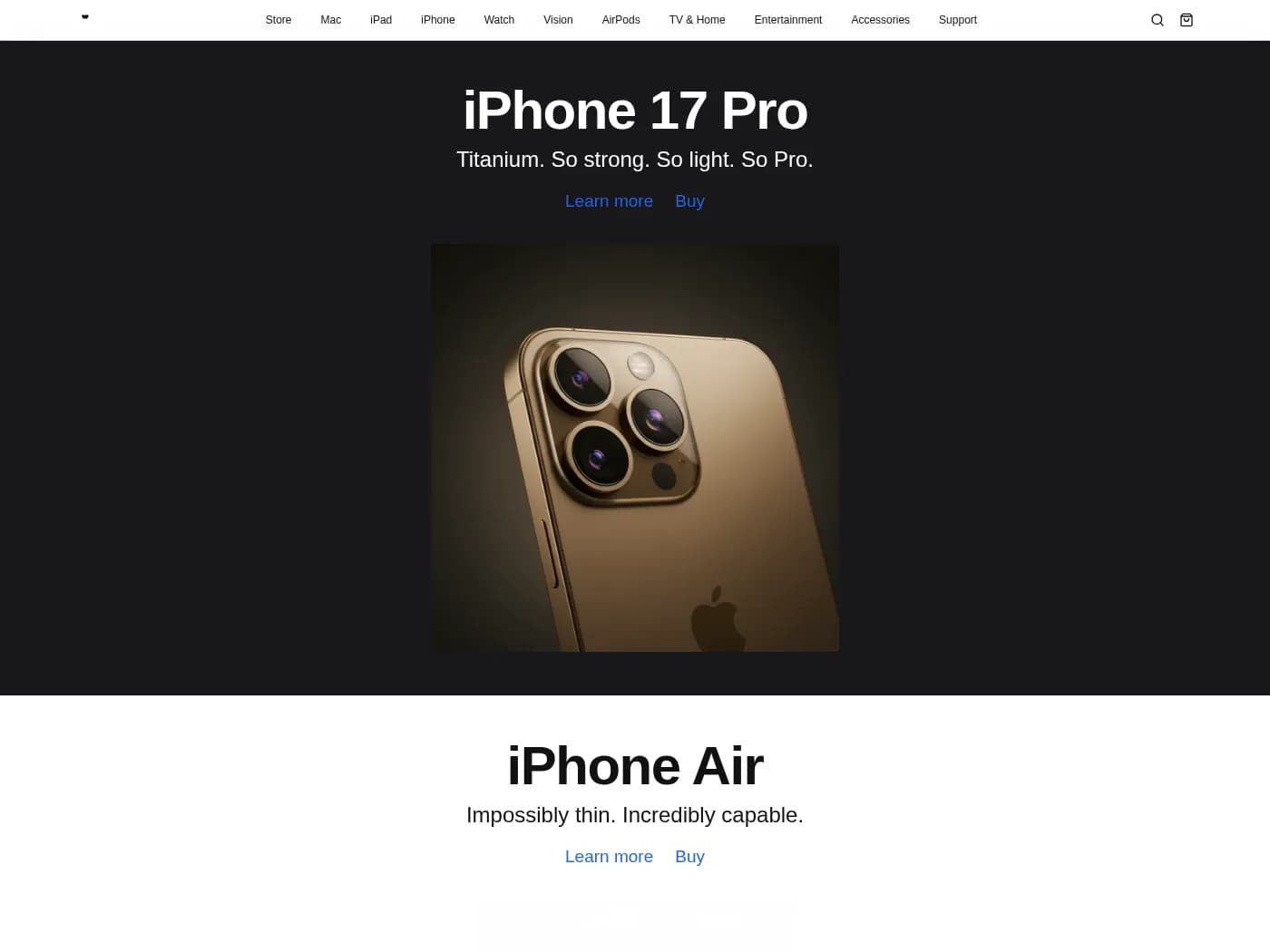 Apple Homepage Clone