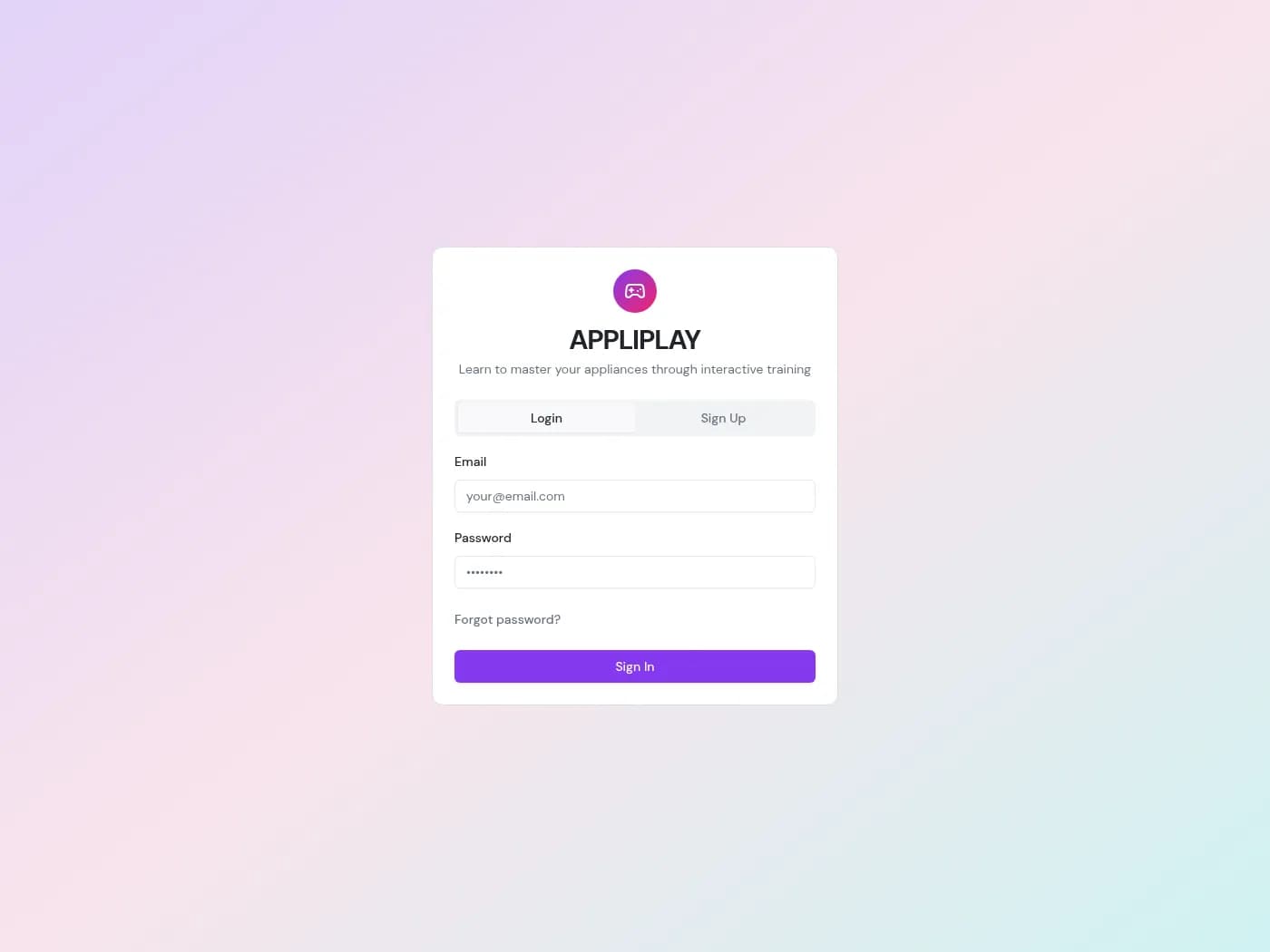 APPLIPLAY: Interactive Appliance Training Platform